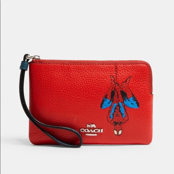 Coach | Bags | Coach X Marvel Corner Zip Wristlet With Spider Man ...